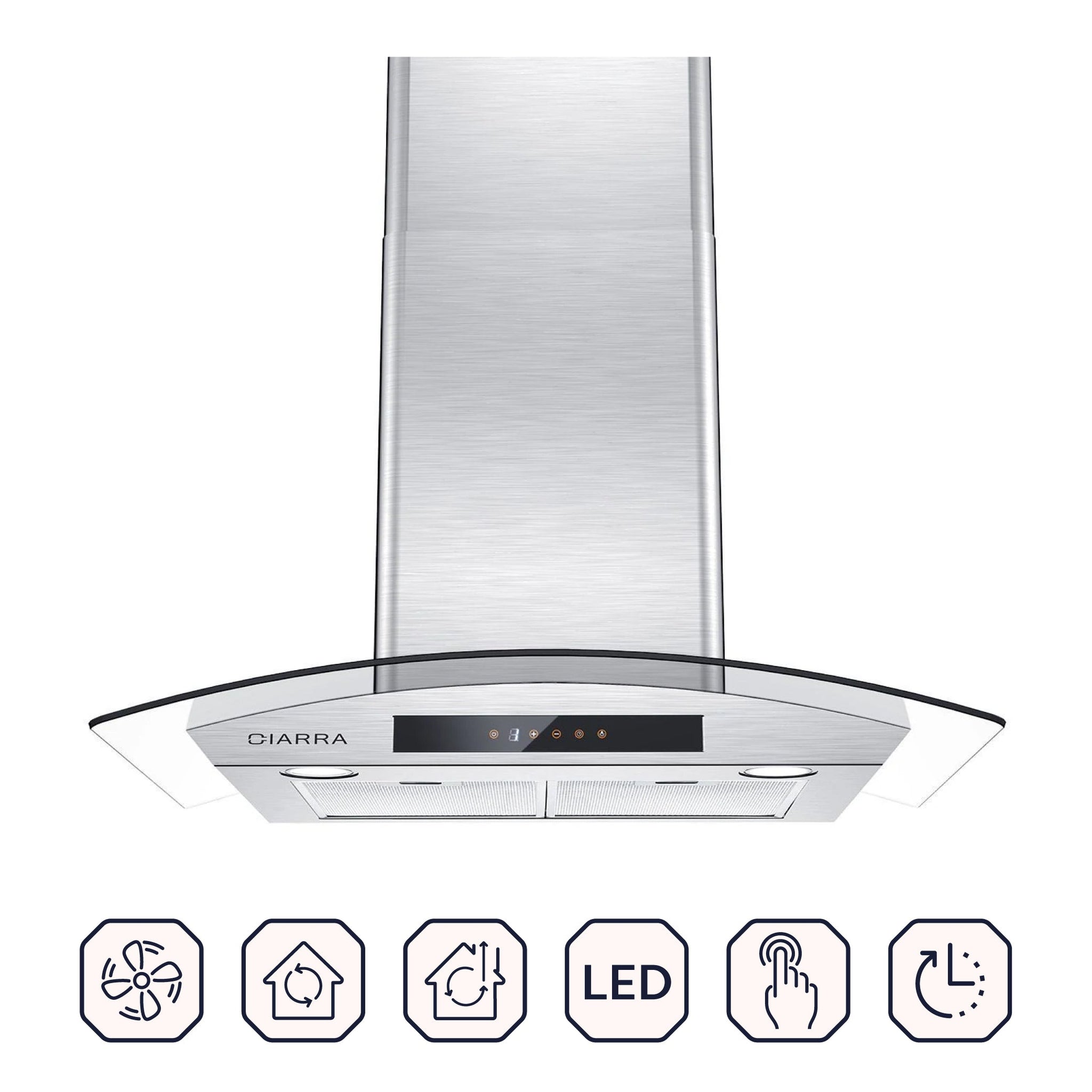 30 inch Glass Wall Mounted Range Hood with Delay Shut off CAS75502-OW ...
